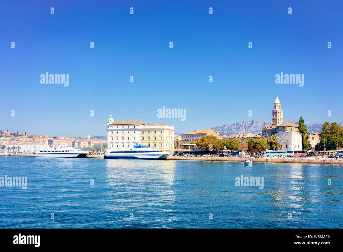 Yachts in Old city of Split on Adriatic Coast in Dalmatia in Croatia ...