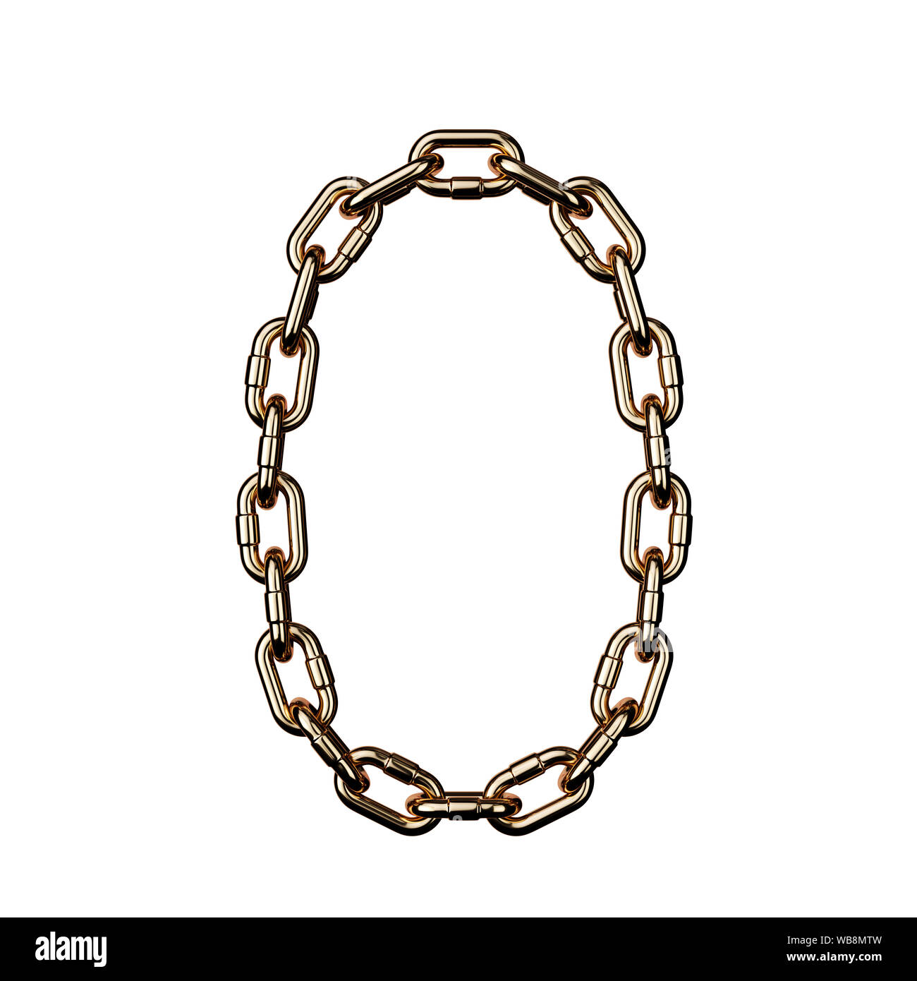 Font gold eight 8 golden metal alphabet digit number chain. Isolated on ...