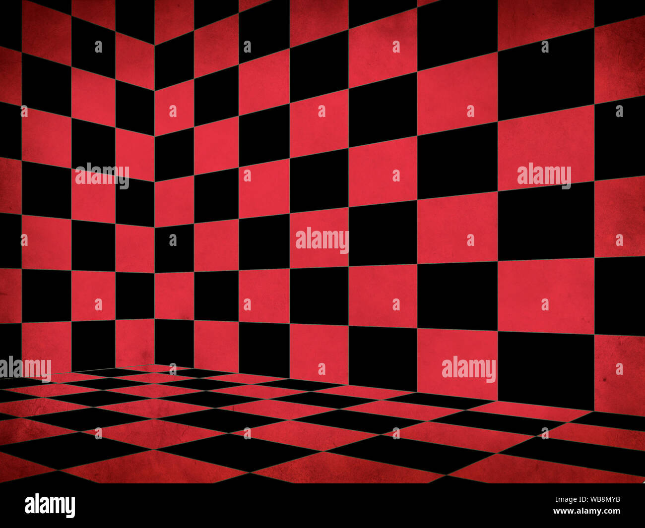Illustration of grunge red checkered chess room corner background Stock ...