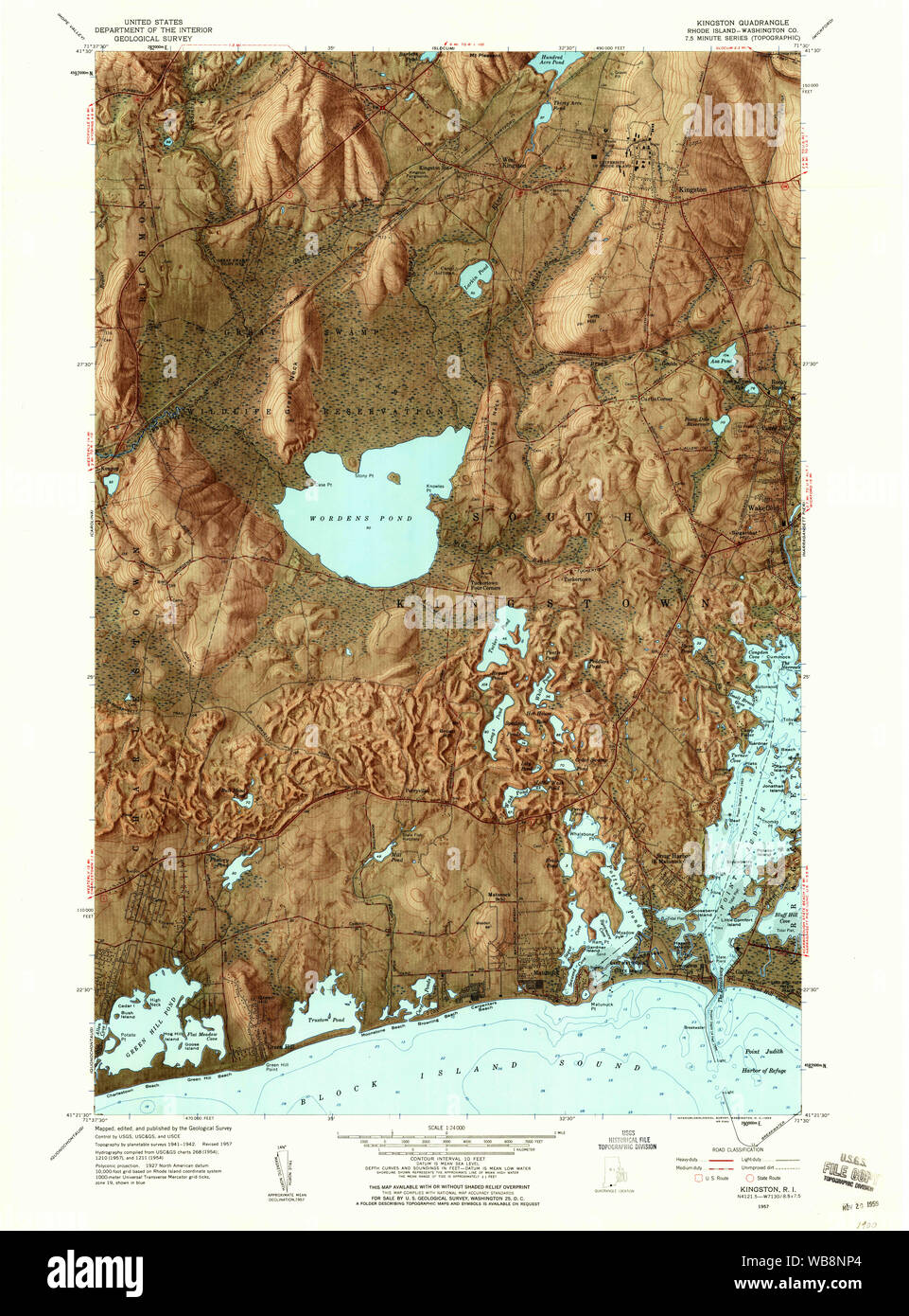 USGS TOPO Map Rhode Island RI Kingston 353307 1957 24000 Restoration ...