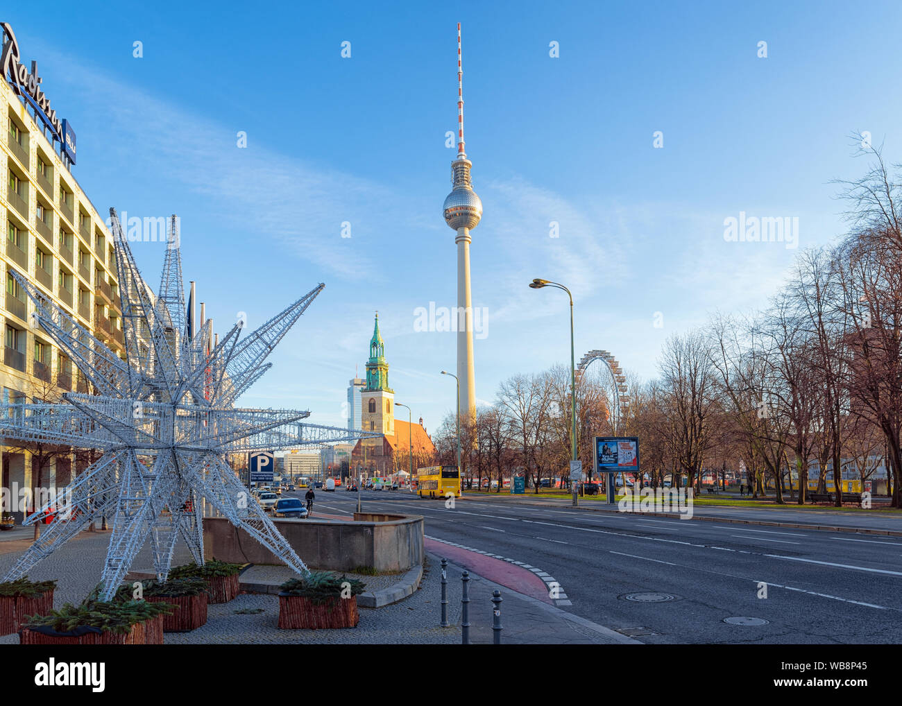 Berlin, Germany - December 13, 2017: Cityscape with road in German City ...