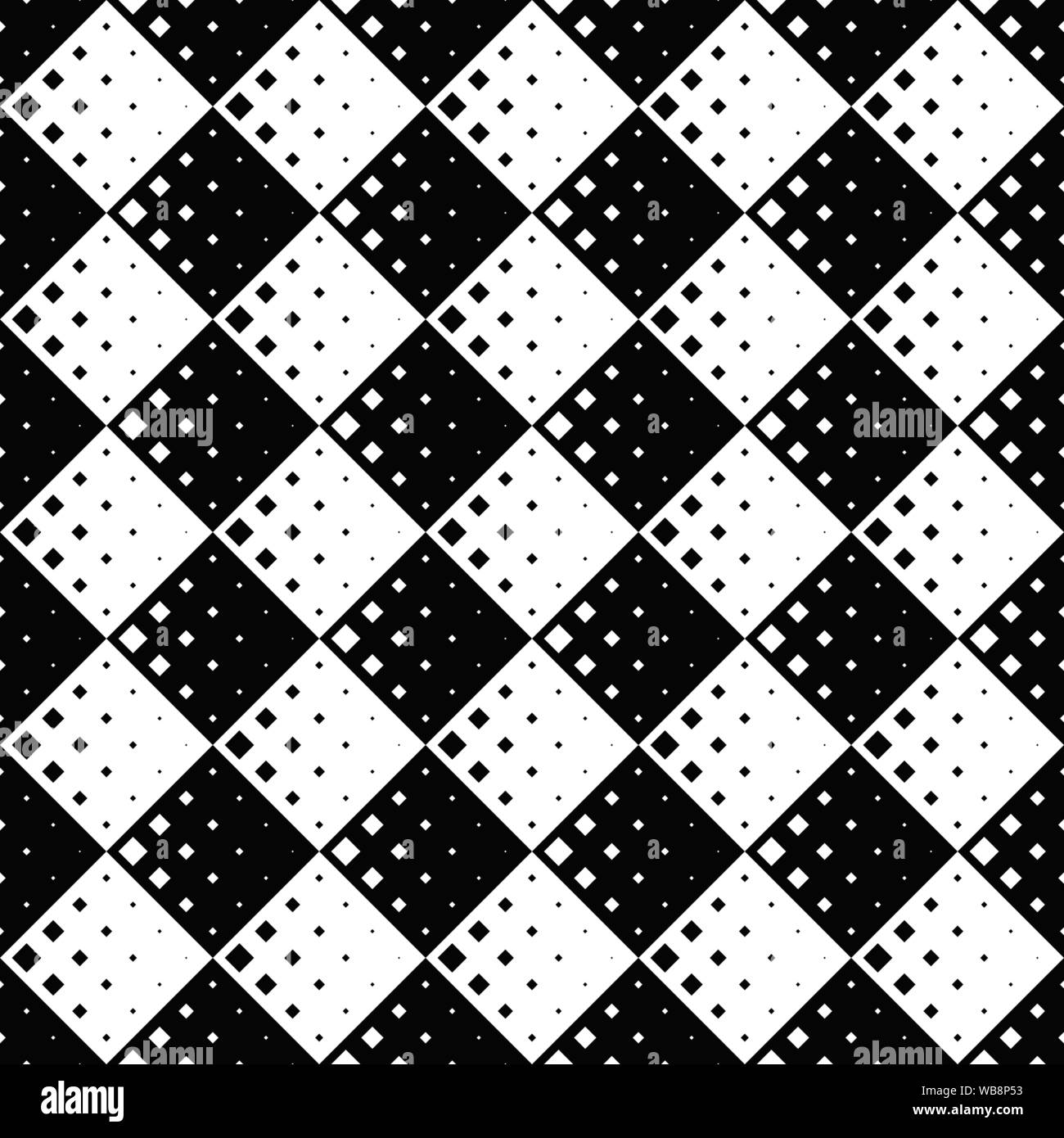Black and white seamless diagonal square pattern background - monochrome abstract vector graphic ...