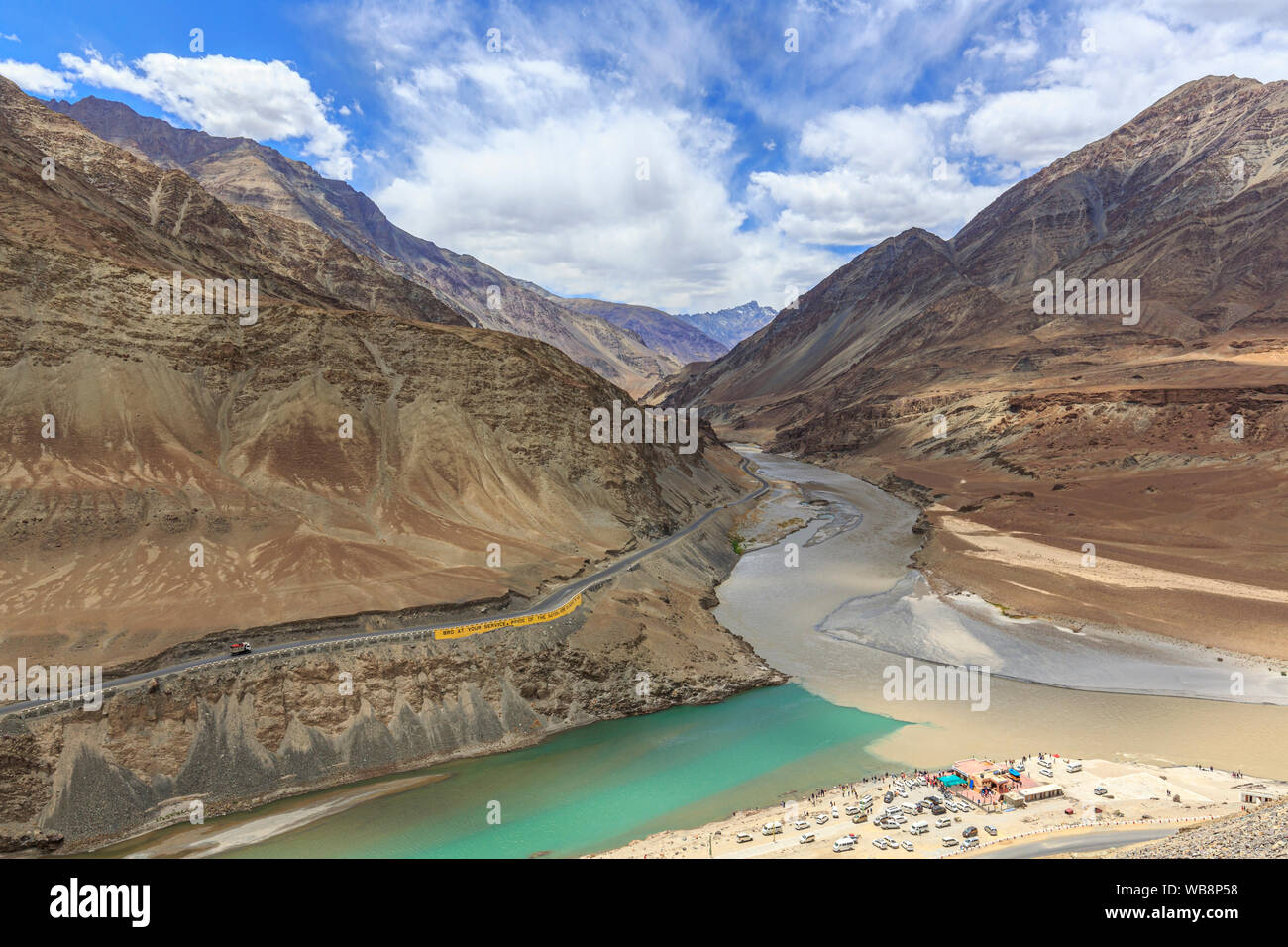 Confluence of Zanskar and Indus river in Leh, Ladakh region, India ...