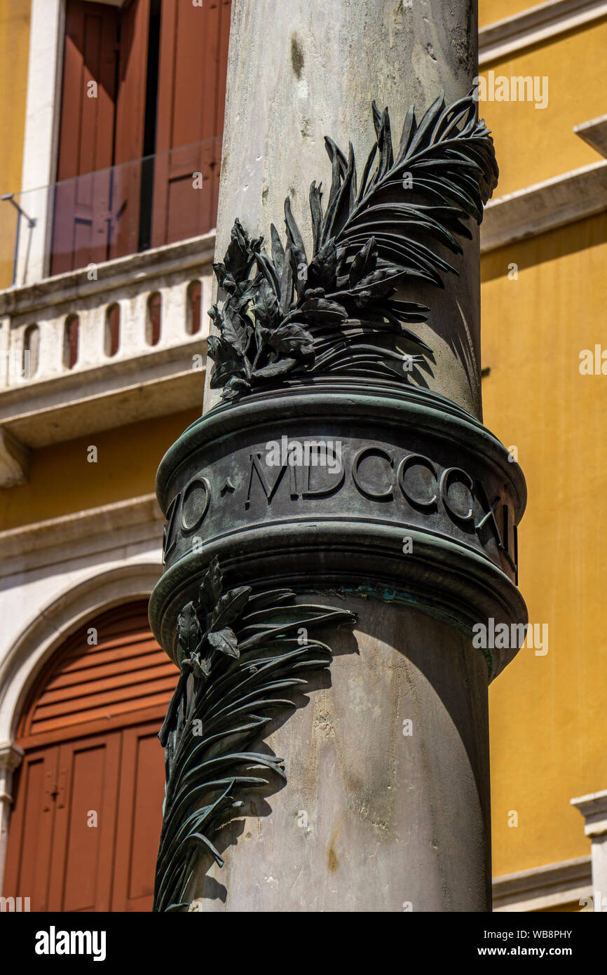 Traditional antique column on the street of Venice, Italy Stock Photo ...