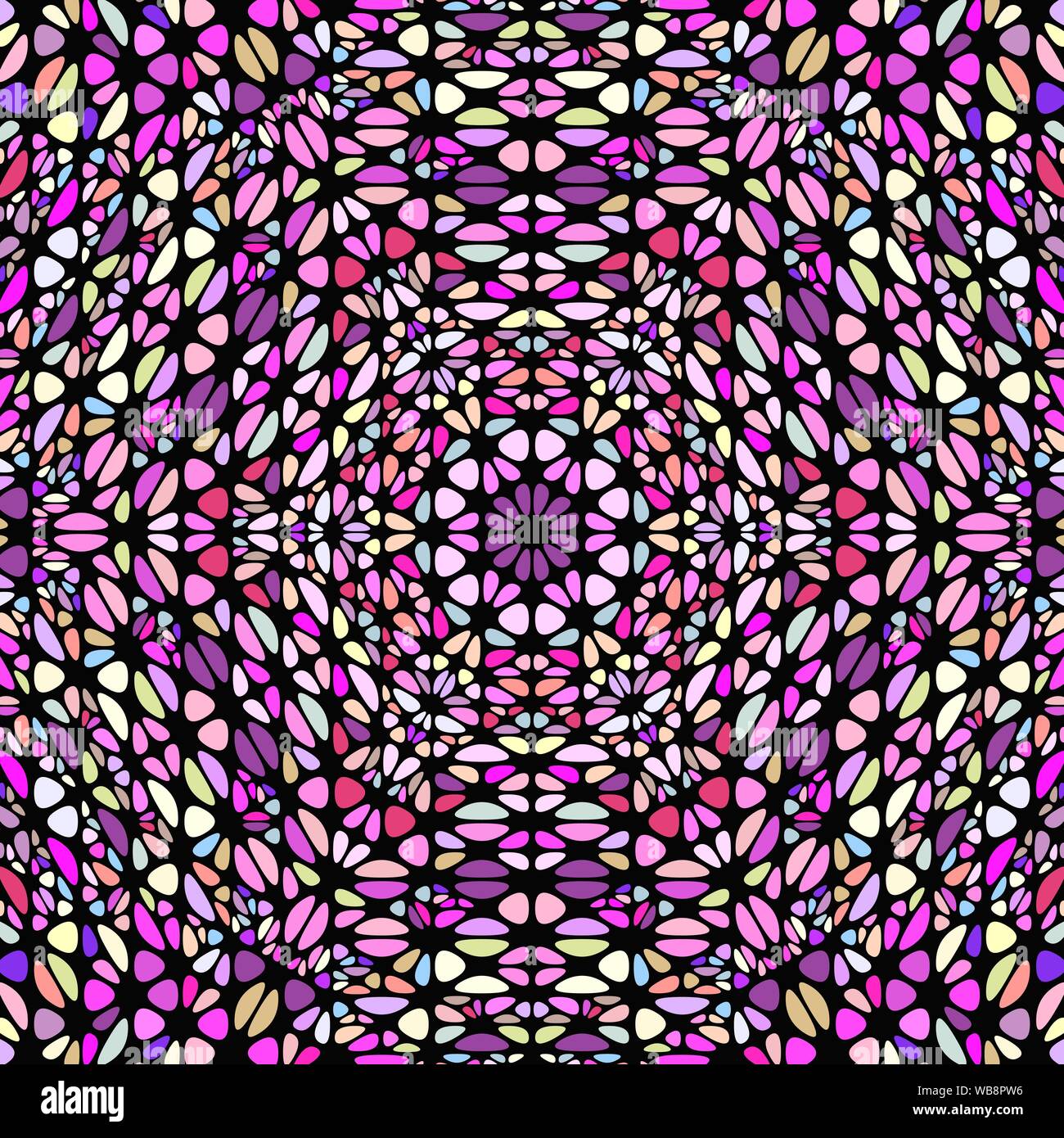 Geometrical abstract mosaic pattern background - hypnotic floral psychedelic circular vector art ...