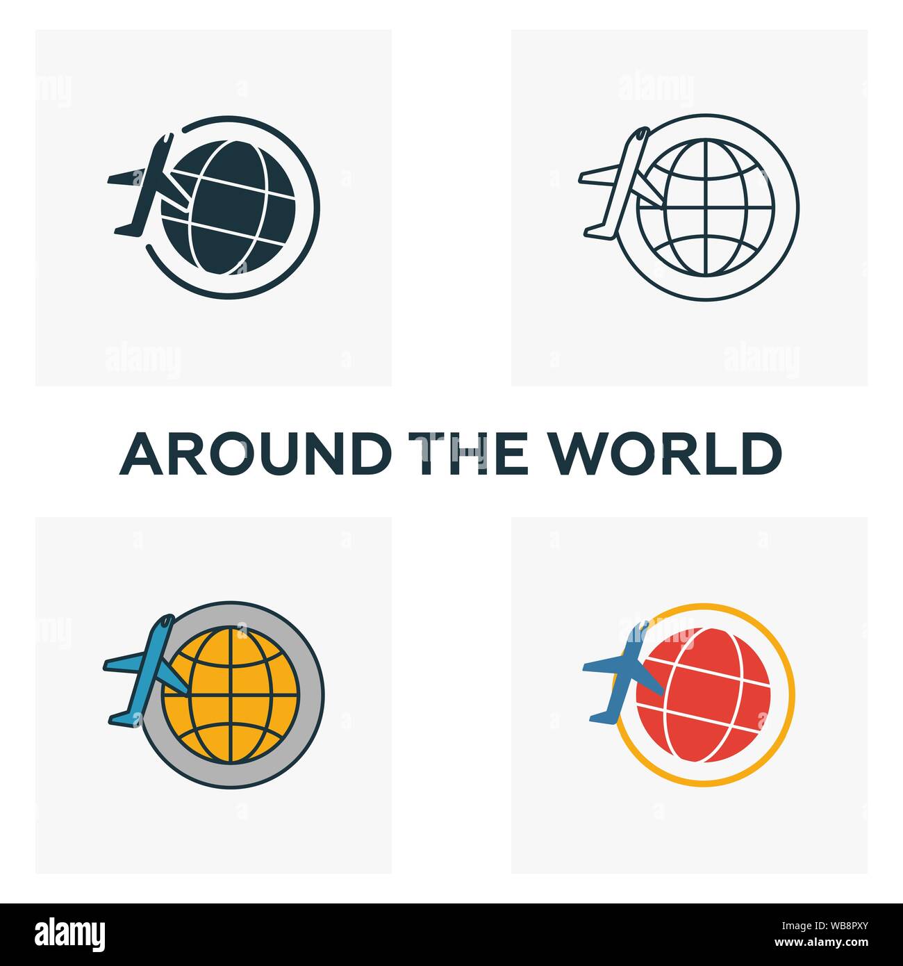 Around The World icon set. Four elements in diferent styles from ... Around The World icon set. Four elements in diferent styles from ...