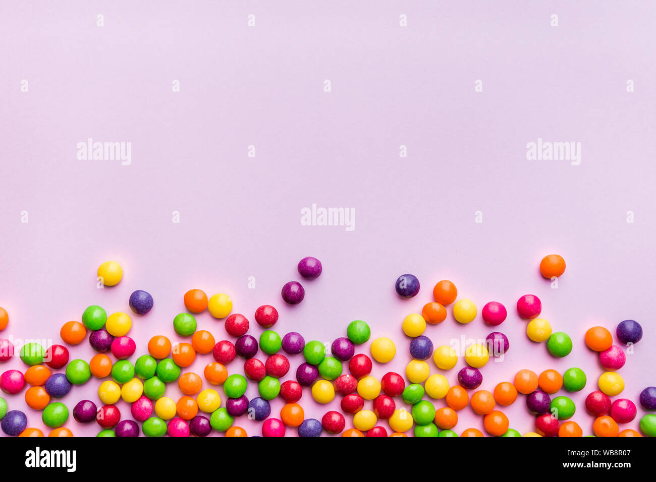 Colorful Candy bonbon snack set. Sweet pink background. Top view, flat ...