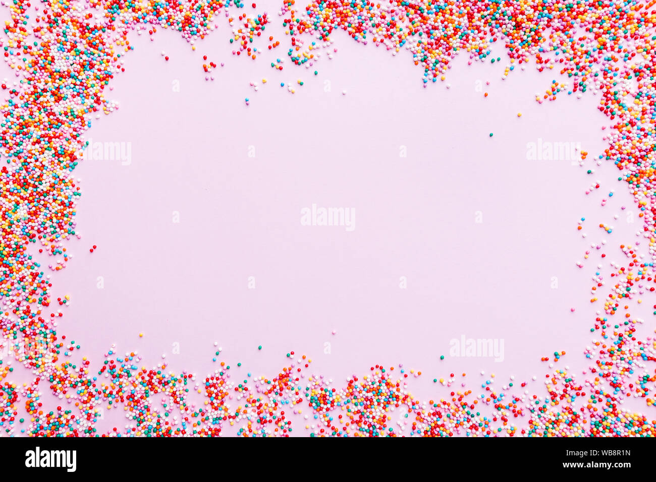 Colorful Candy bonbon snack set. Sweet pink background. Top view, flat ...