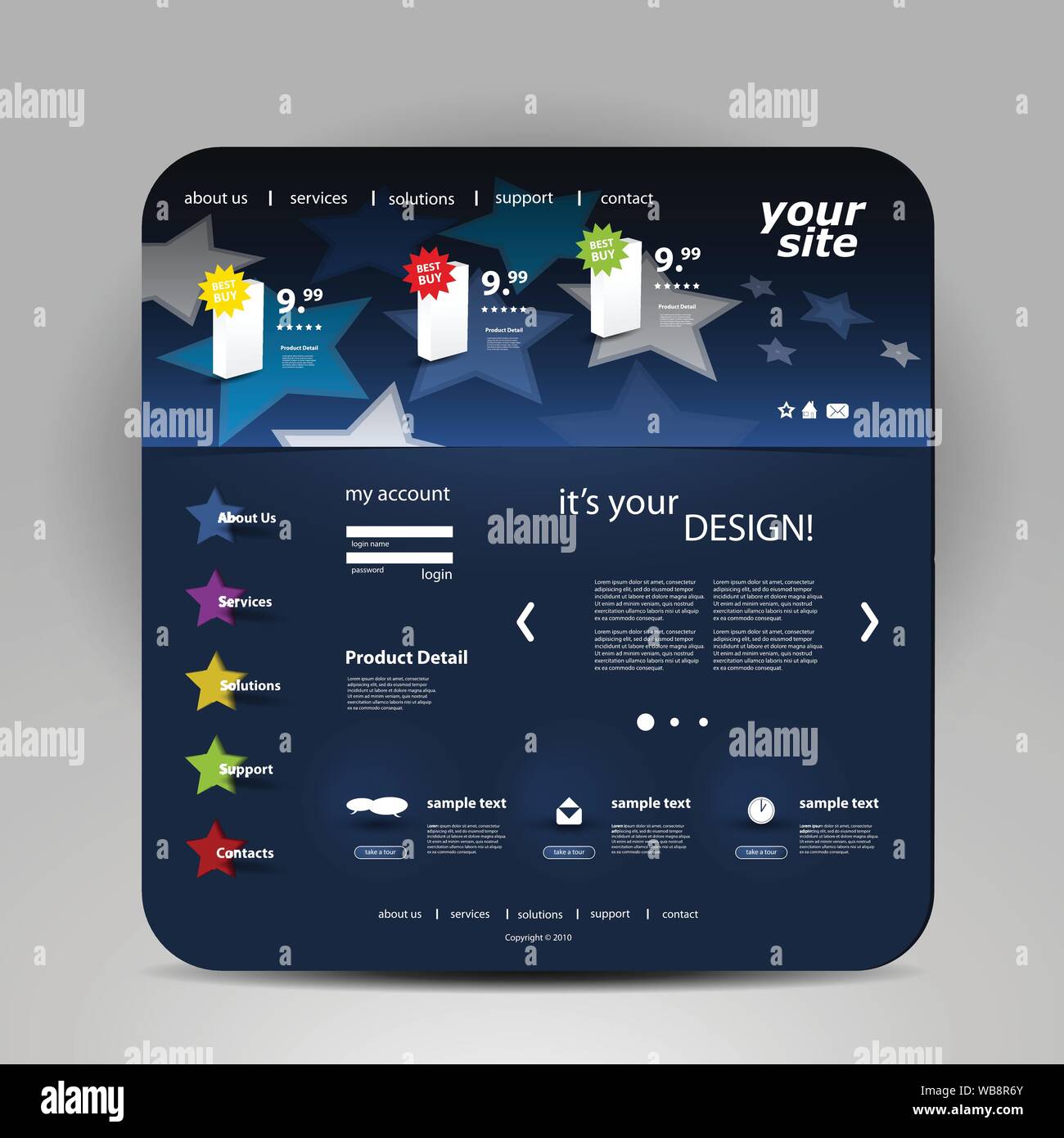 Blue Website Design Template for Product Selling in Freely Scalable and ...