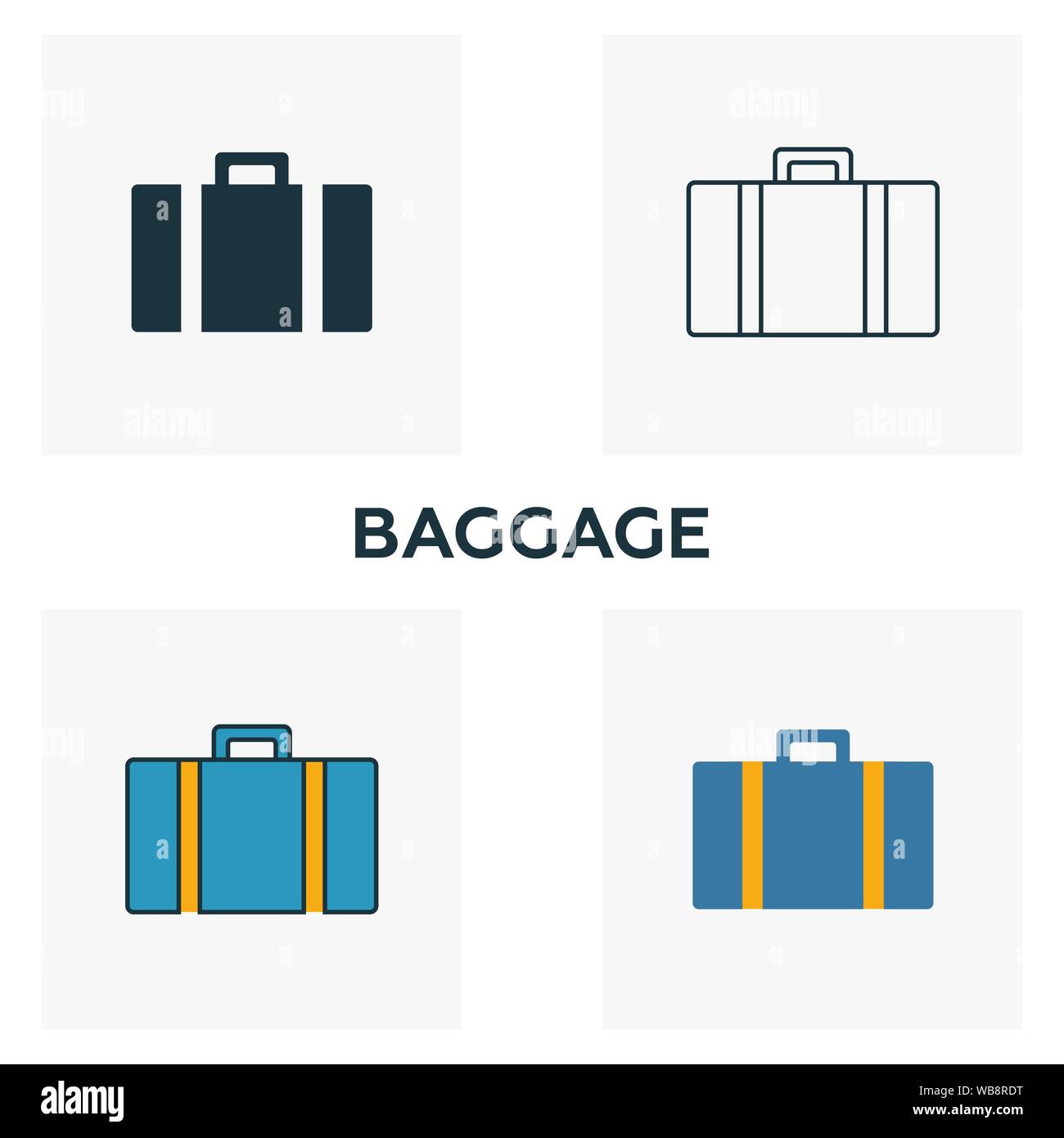 Baggage icon set. Four elements in diferent styles from airport icons ...
