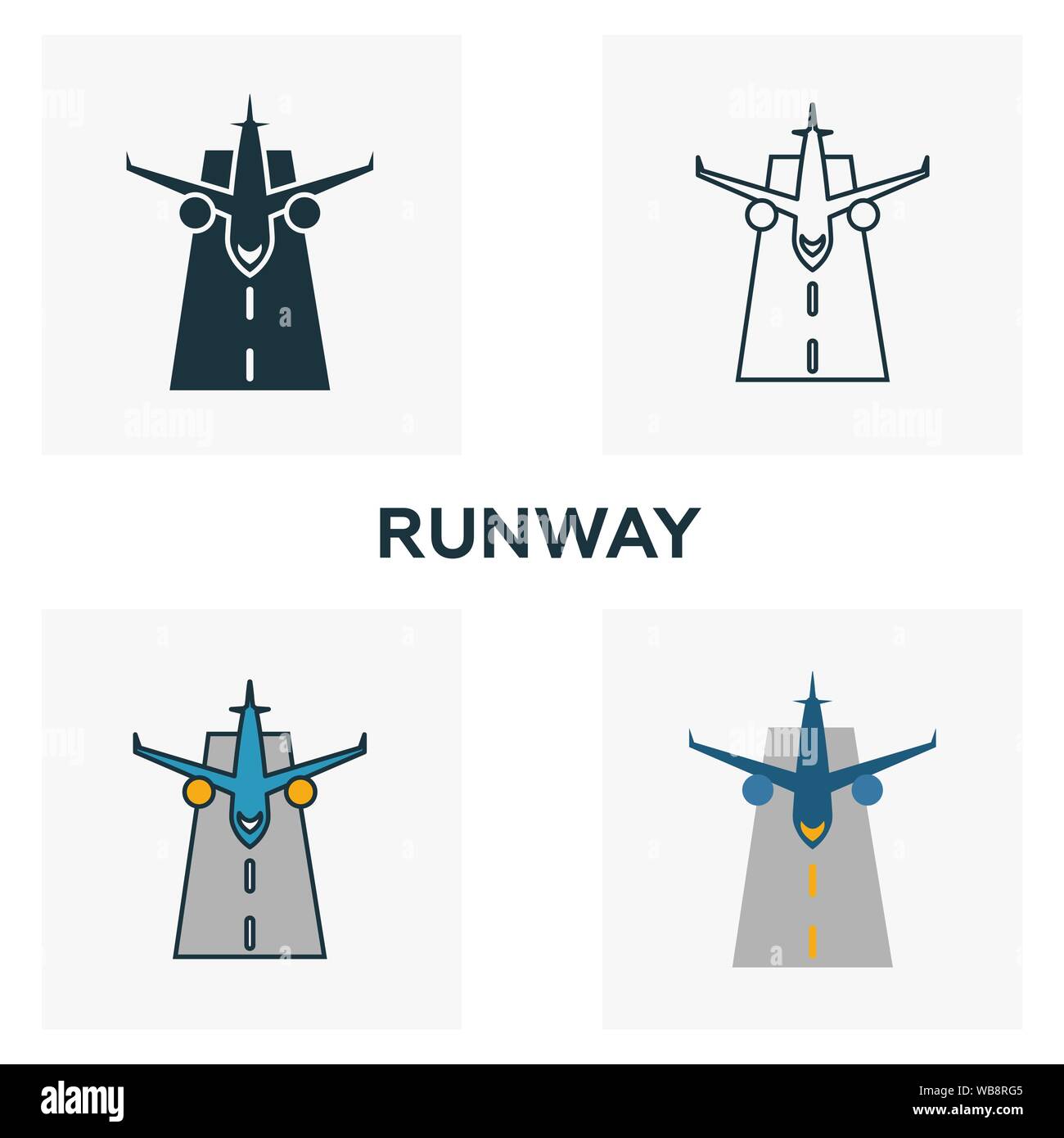 Runway icon set. Four elements in diferent styles from airport icons ...