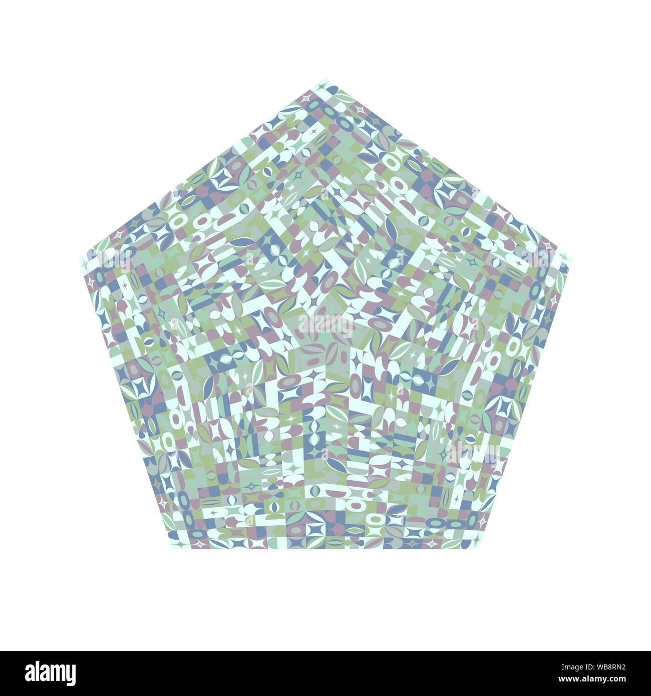 Isolated colorful abstract tiled mosaic pentagon shape - ornamental ...