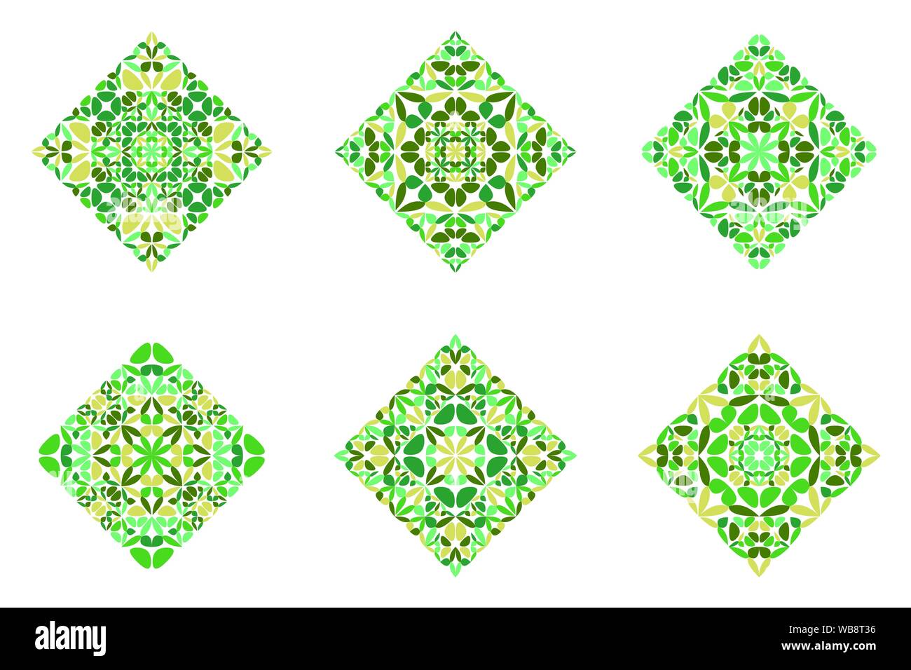 Isolated ornate petal square symbol template set - ornamental squared ...