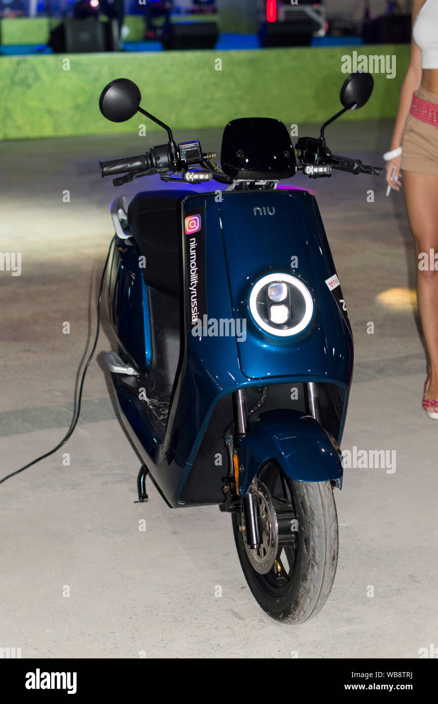 Posing model scooter bike hi-res stock photography and images - Alamy