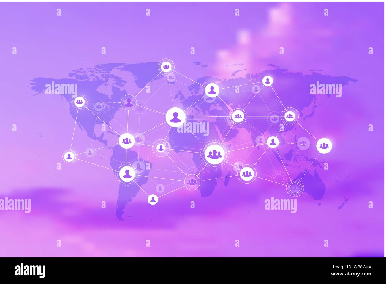 Social media network and marketing concept on World Map background ...