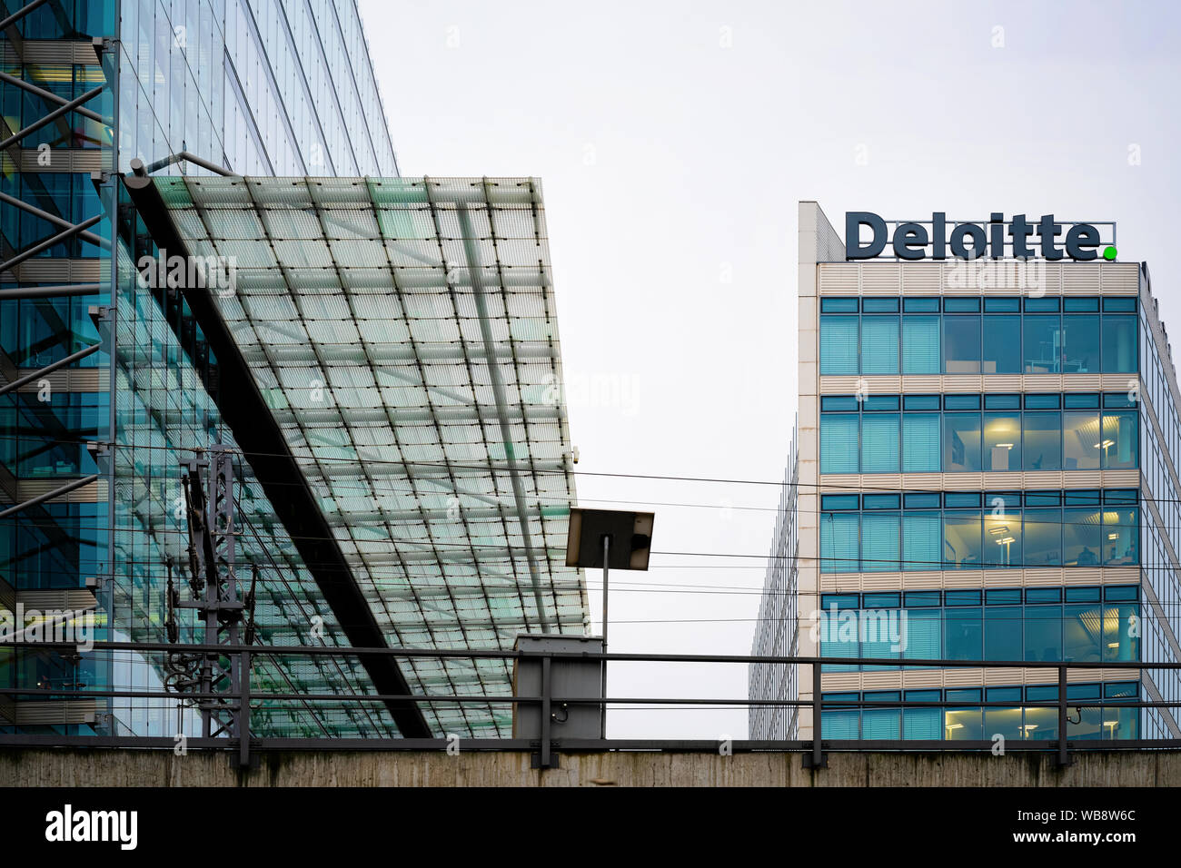 Berlin, Germany - December 11, 2017: Roof of Deloitte Modern glass ...
