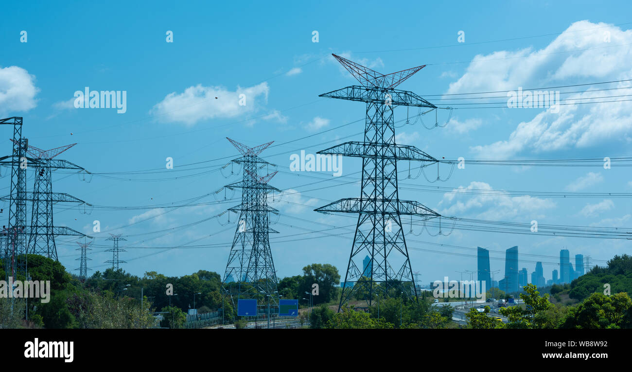 High power electric pylons Stock Photo - Alamy