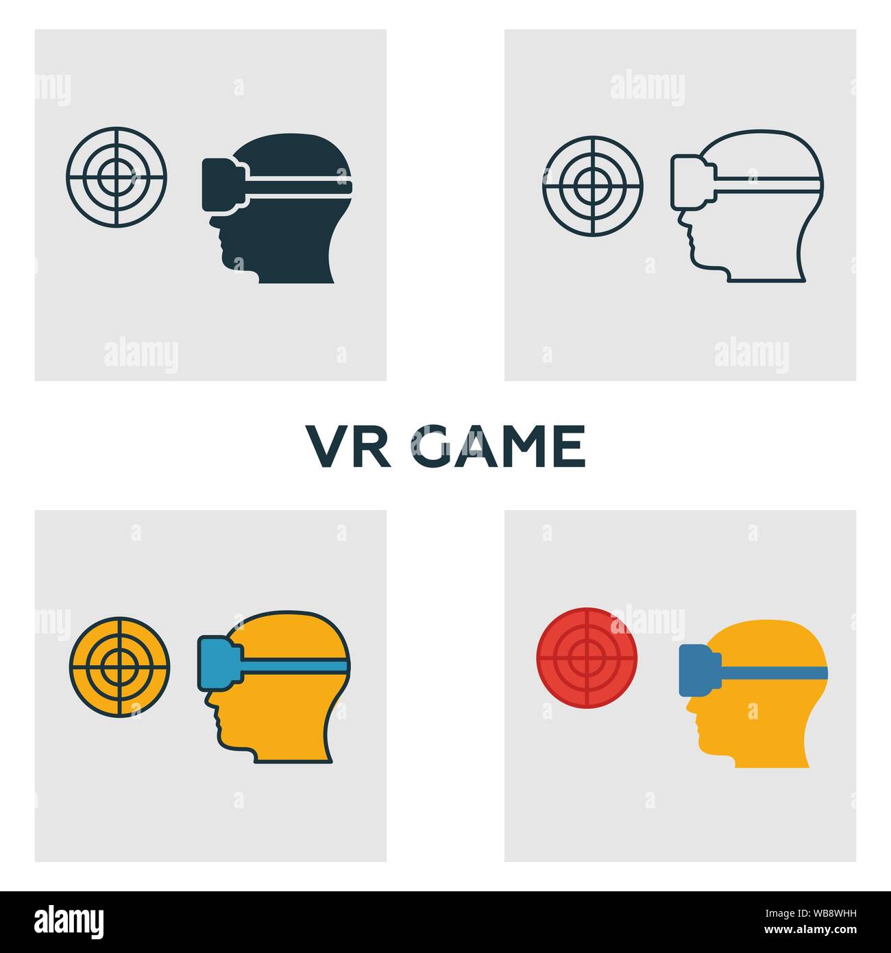 Virtual Reality Game Icon Set Four Elements In Diferent Styles From Visual Device Icons