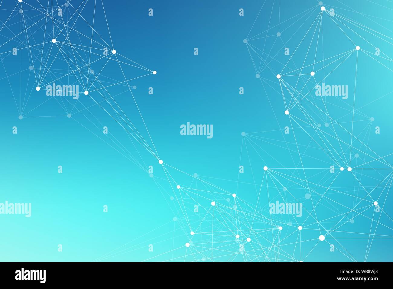 Technology abstract background with connected line and dots. Big data visualization. Perspective ...