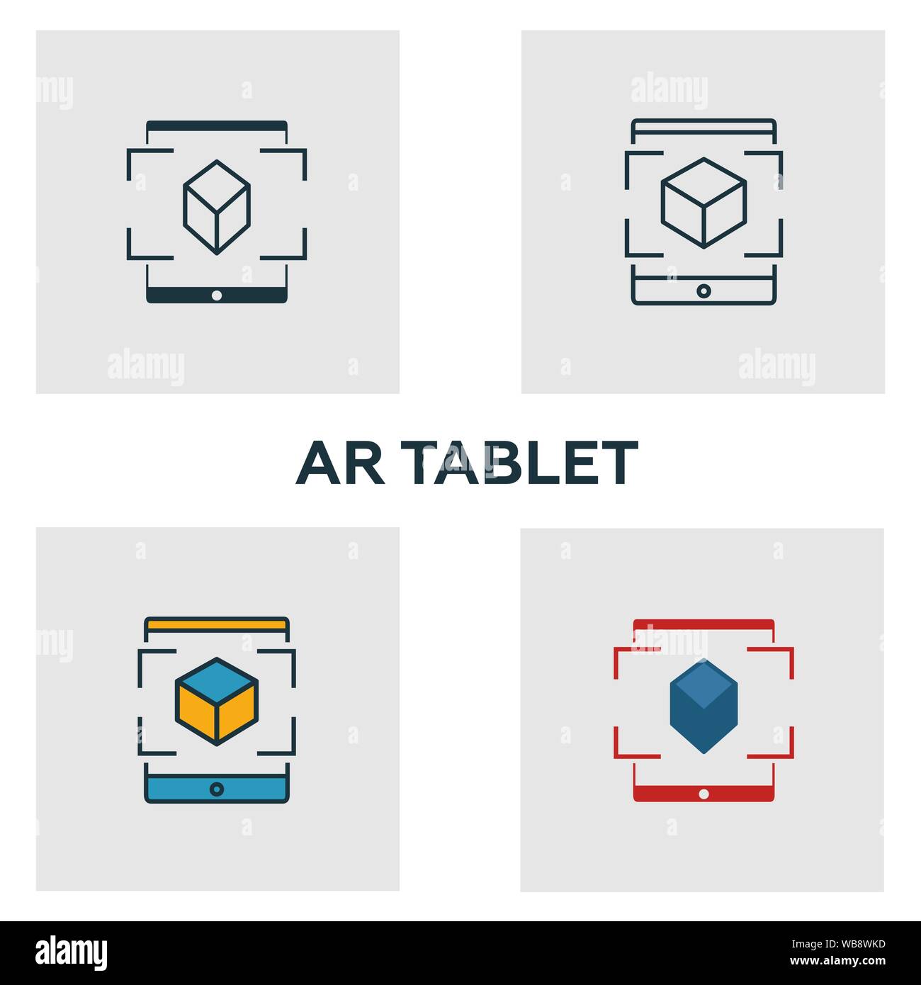 Augmented Reality Tablet Icon Set Four Elements In Diferent Styles From Visual Device Icons