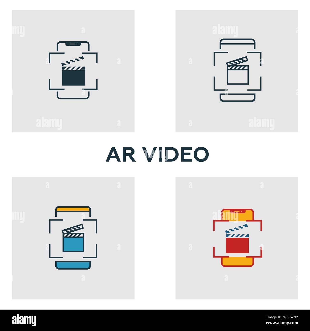 Augmented Reality Video icon set. Four elements in diferent styles from ...