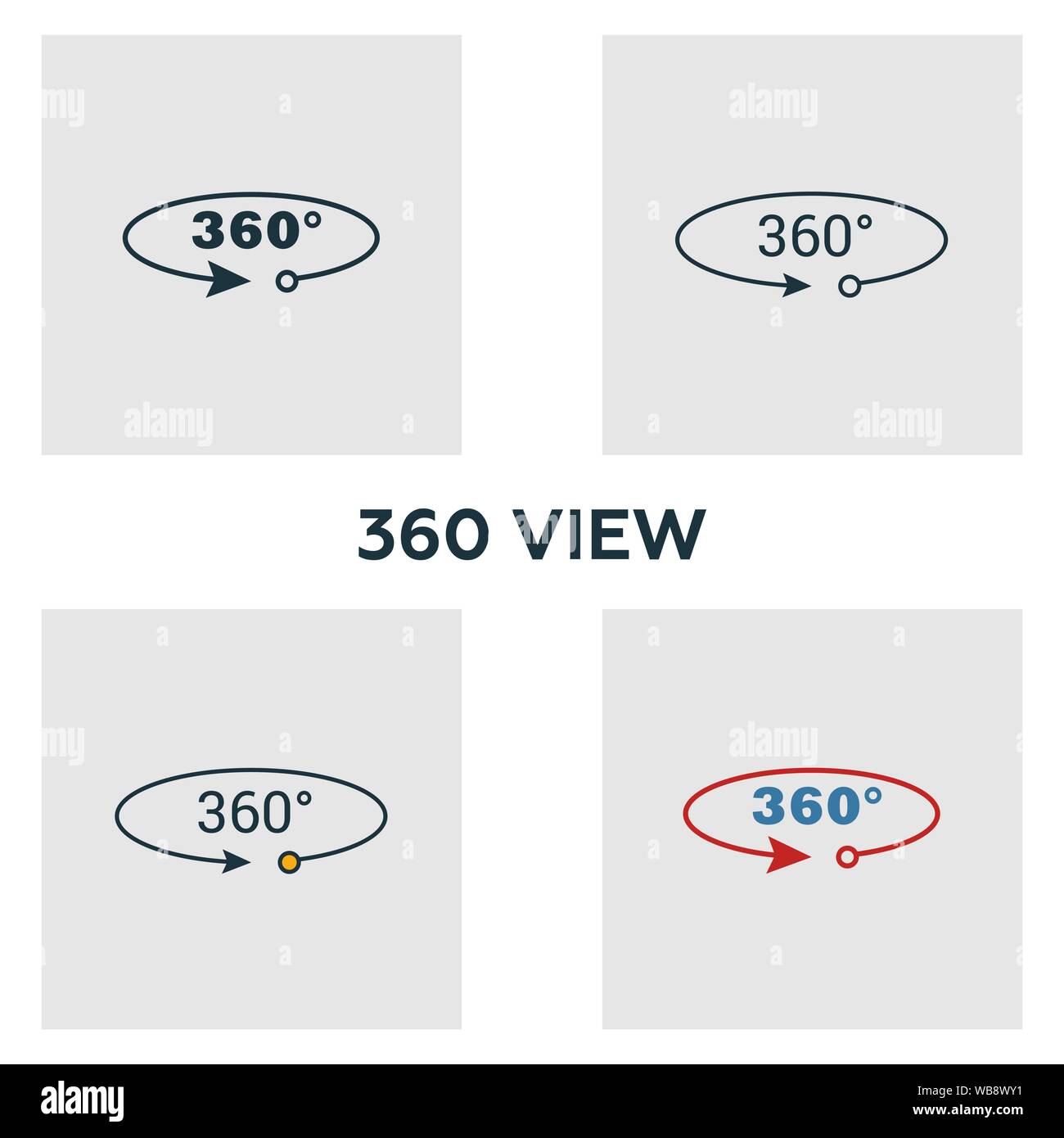 360 View icon set. Four elements in diferent styles from visual device ...