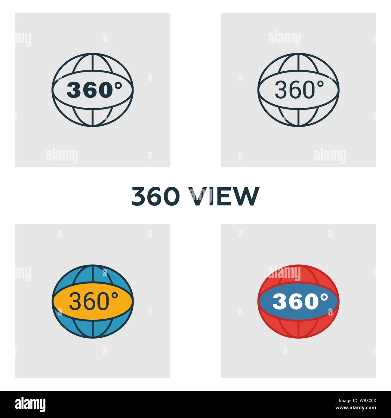 360 View icon set. Four elements in diferent styles from visual device ...