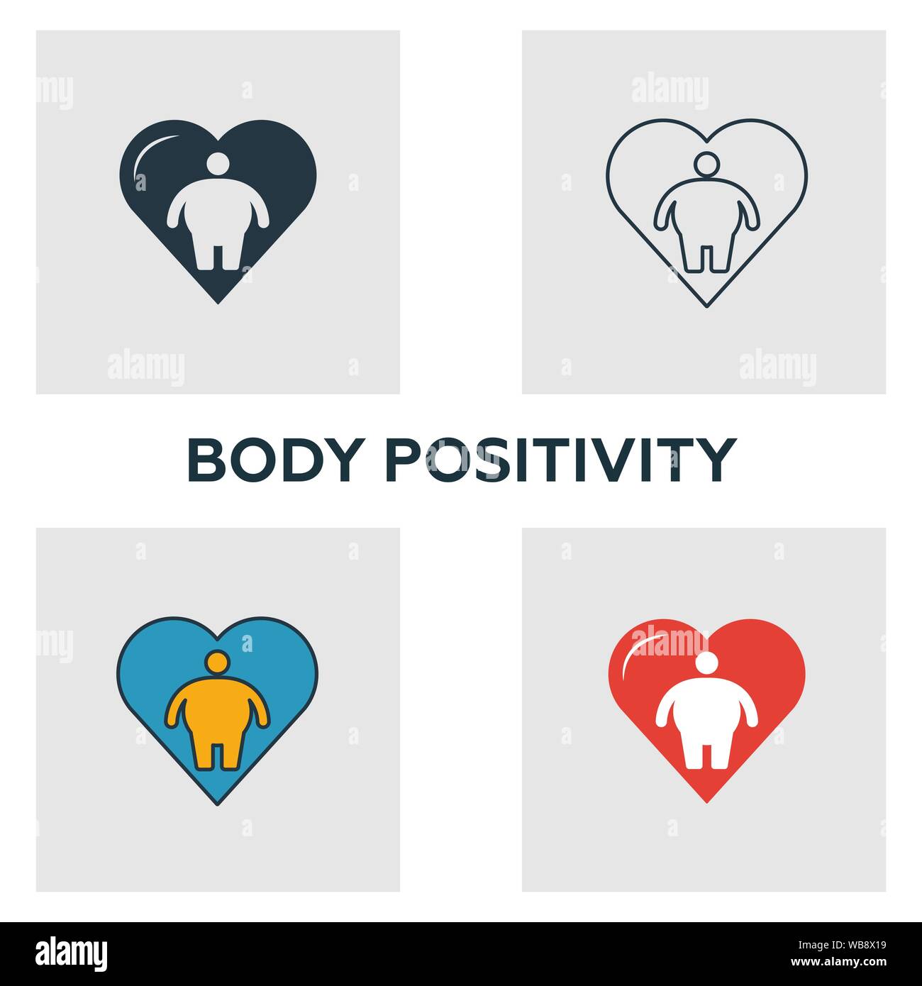 Body Positivity Icon Set Four Elements In Diferent Styles From Visual Device Icons Collection