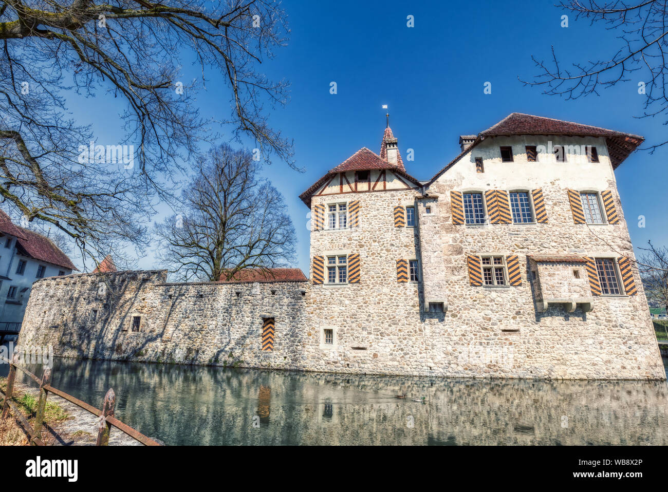 HDR shot of famous castle in hallwyl in switzerland, aargau Stock Photo ...