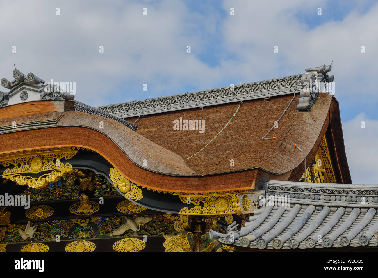 Artful and lush decoration at the entrance gate of Kyotos Nijo-jo ...