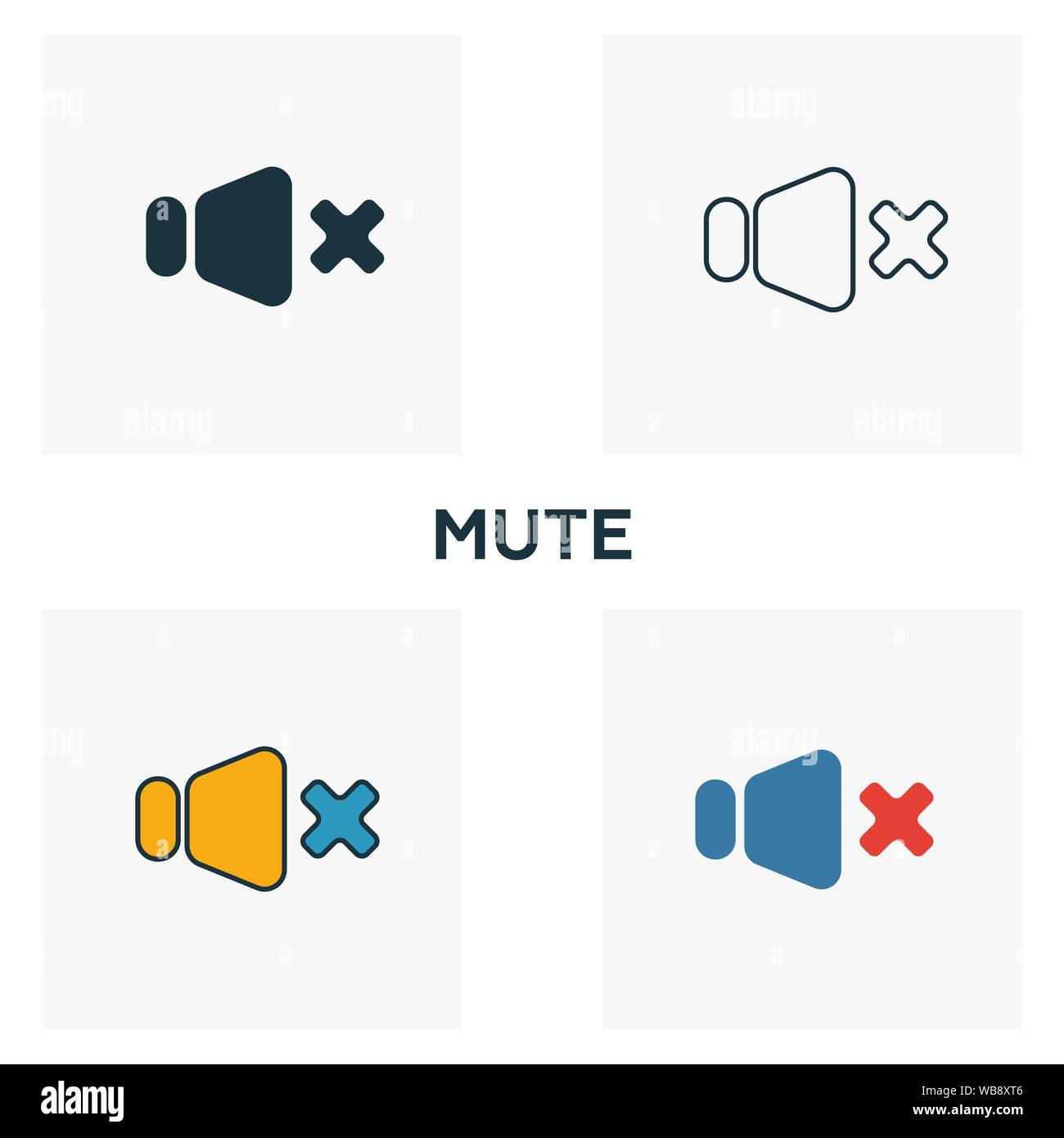 Mute icon set. Four elements in diferent styles from audio buttons ...