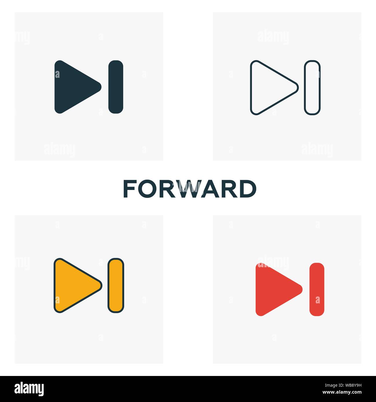 Reverse icon set. Four elements in diferent styles from audio buttons ...