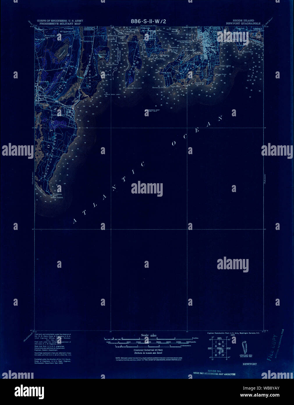 USGS TOPO Map Rhode Island RI Newport 353519 1920 62500 Inverted ...