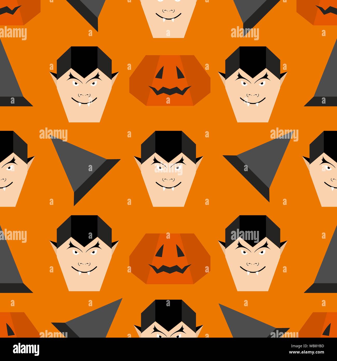 Halloween 2020. Vector seamless pattern with origami vampire face ...