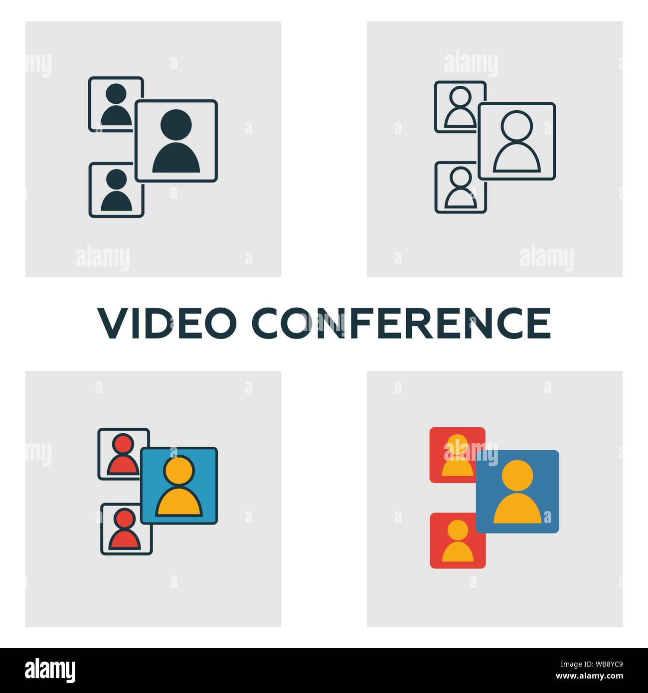 Video Conference Icon Set Four Elements In Diferent Styles From Visual Device Icons Collection