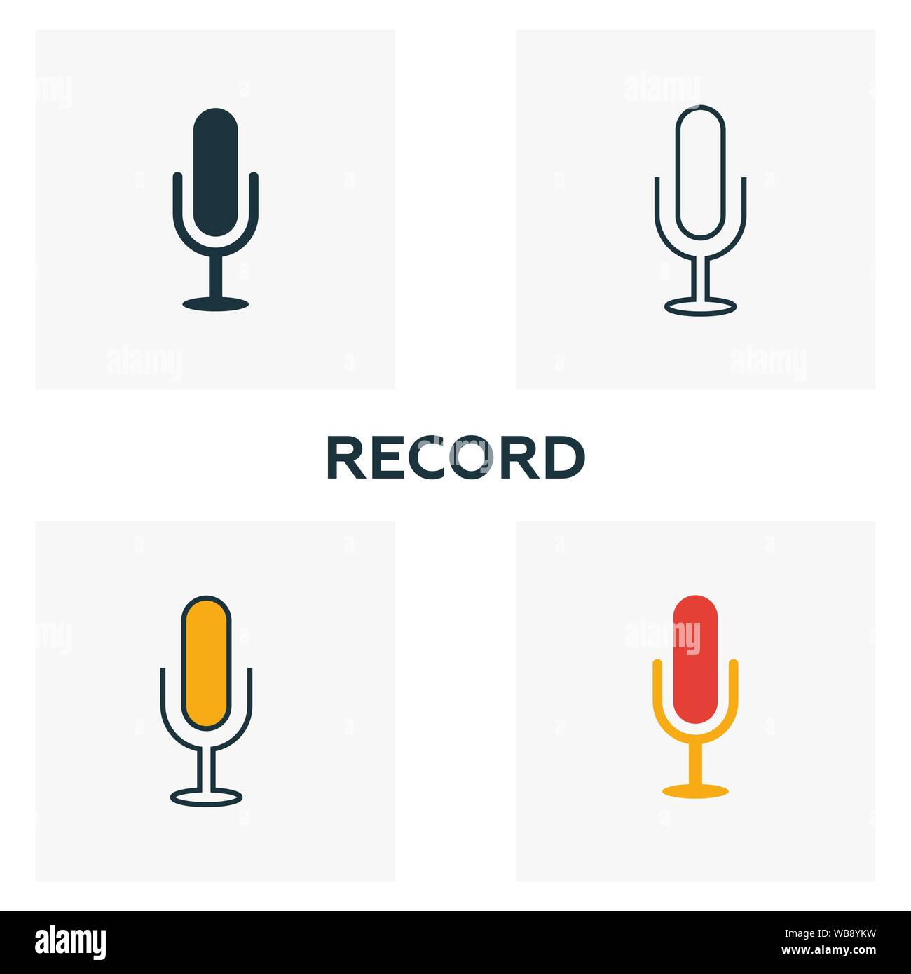 Record Icon Set Four Elements In Diferent Styles From Audio Buttons Icons Collection Creative
