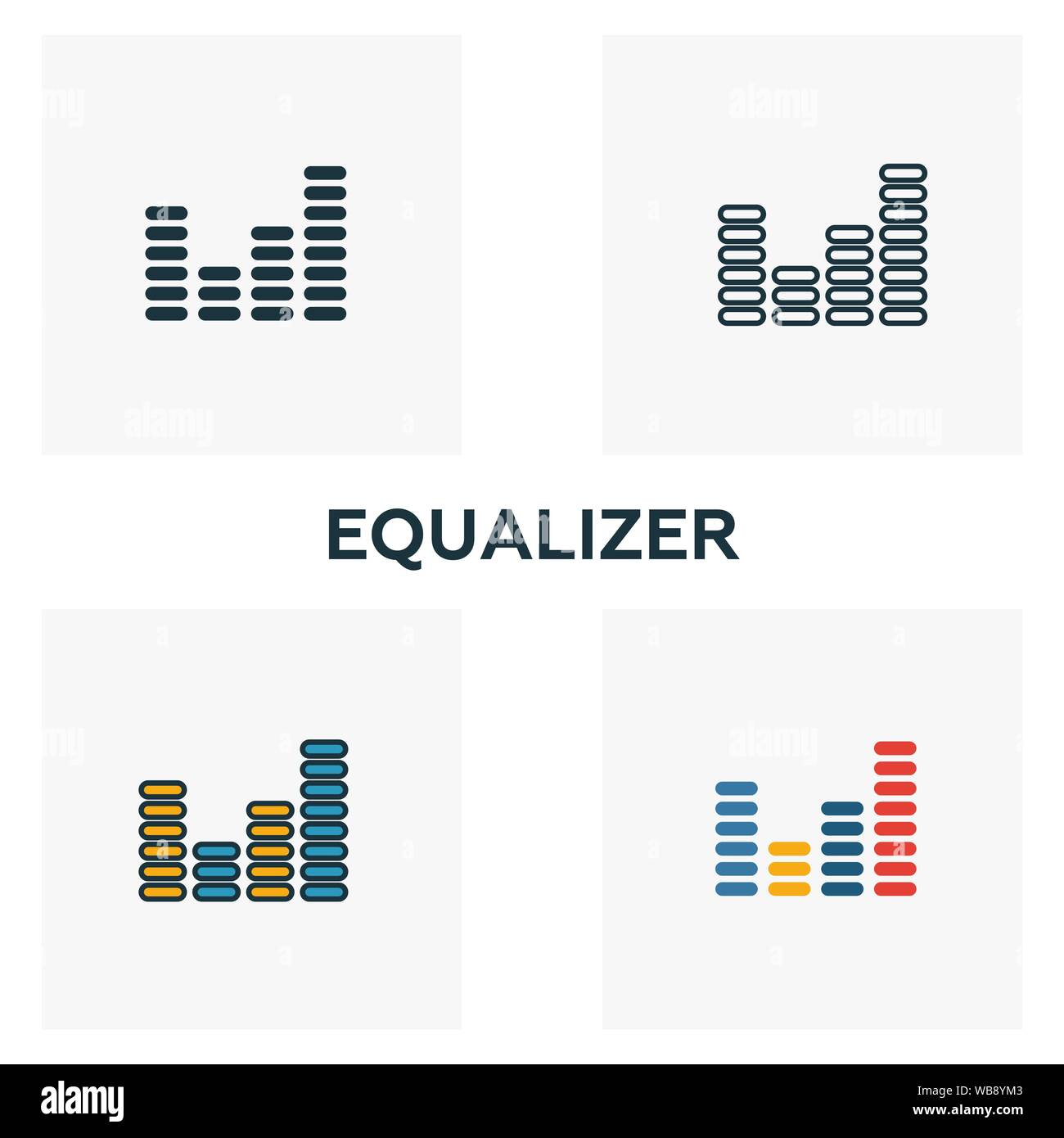 Equalizer Icon Set Four Elements In Diferent Styles From Audio Buttons Icons Collection