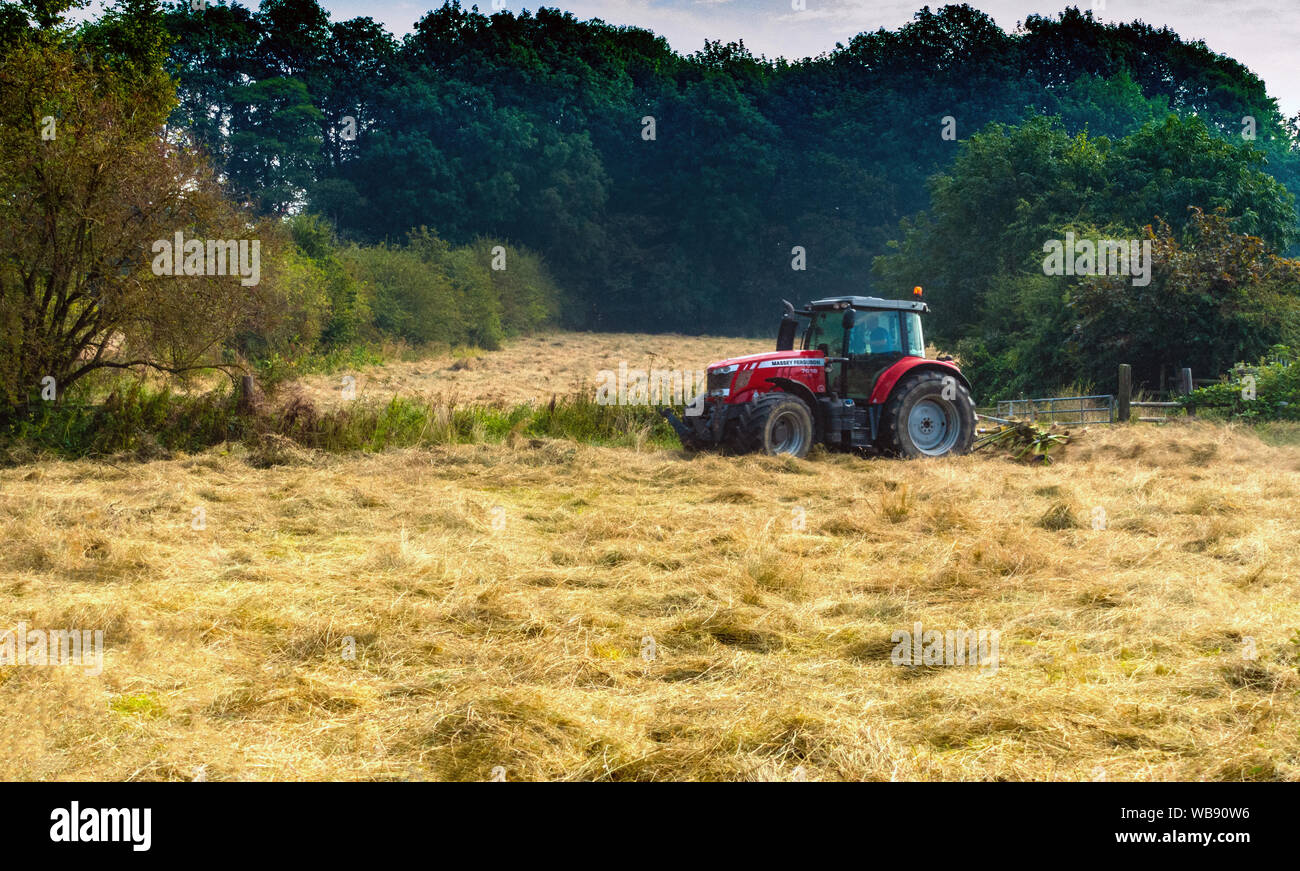 English farm tractor turning grass Stock Photo - Alamy