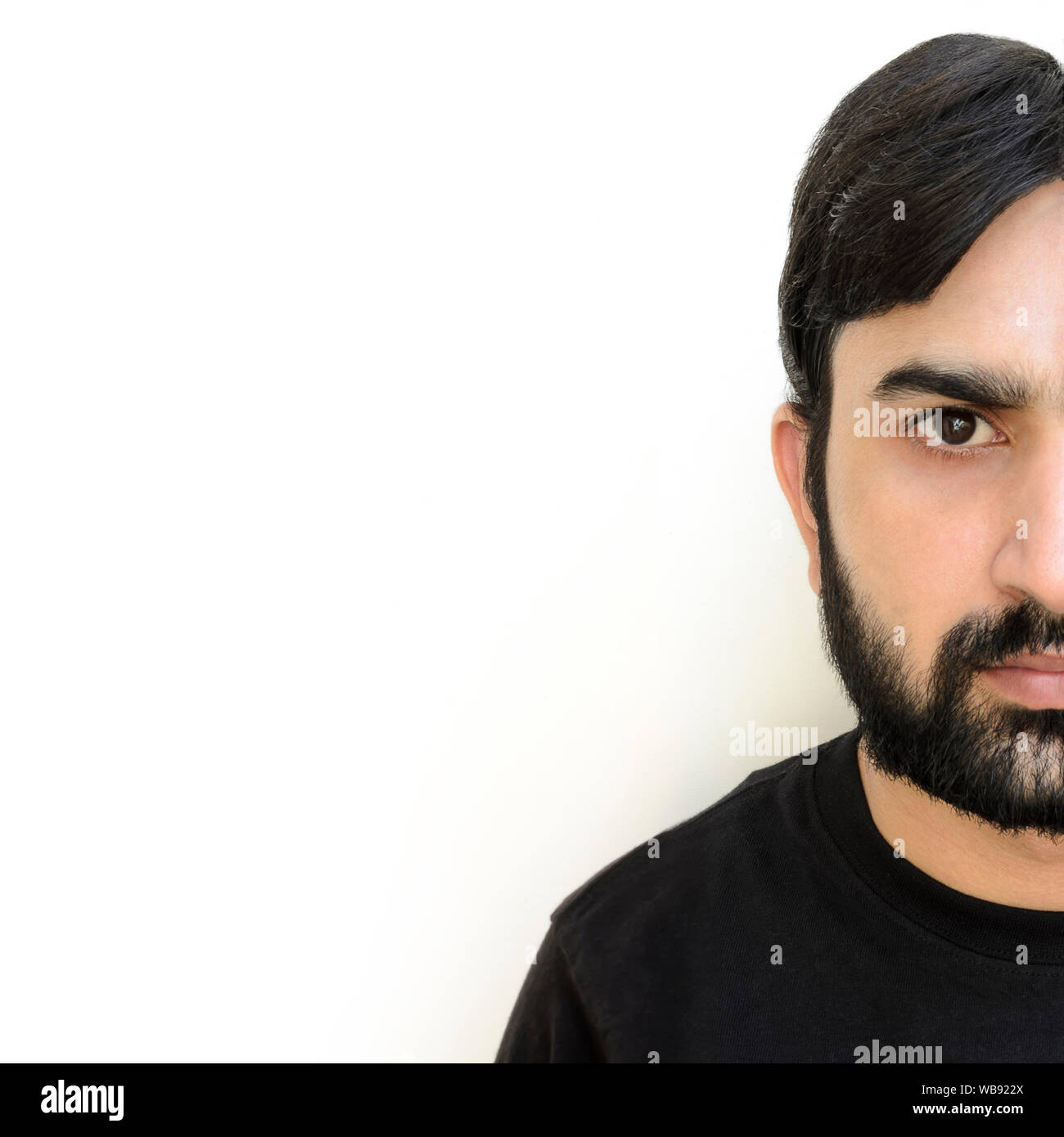 Handsome man half beard close hi-res stock photography and images - Alamy