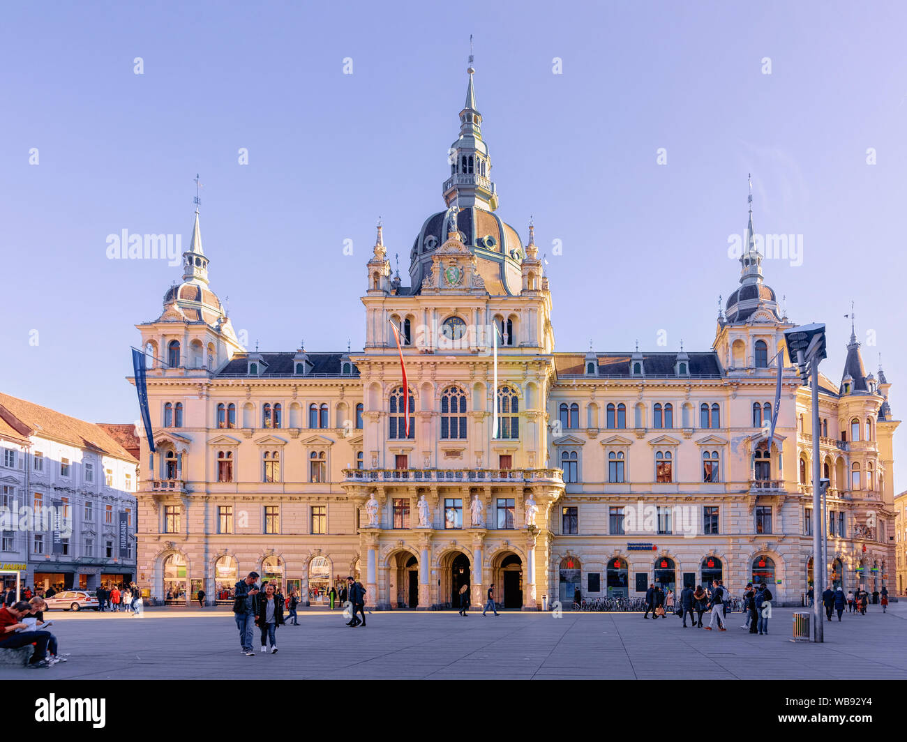 Graz, Austria - February 16, 2019: People on Hauptplatz at Town Hall ...