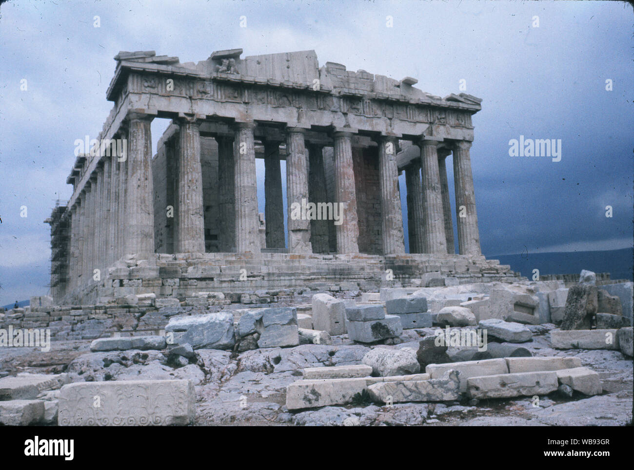 Vintage travel photo of the Parthenon at the Acropolis in Athens Greece ...