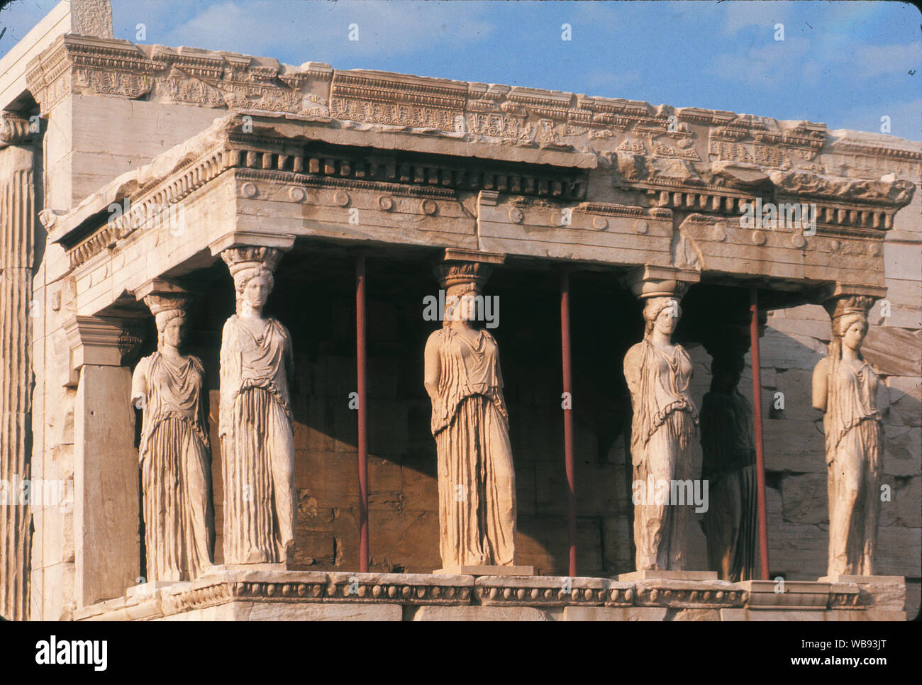 Vintage travel photo of the Porch of Maidens at the Acropolis in Athens ...