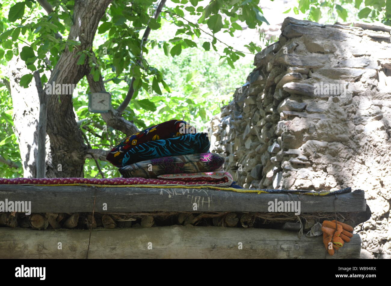 Traditional Uzbek garden tapchan in the Nuratau Mountains, Central ...