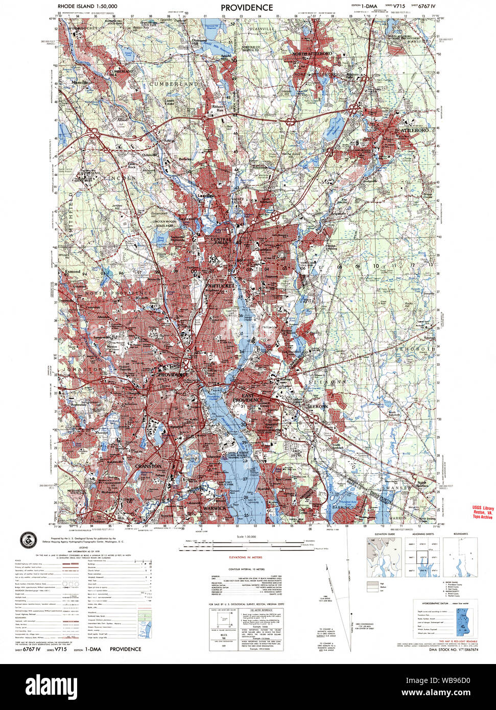 USGS TOPO Map Rhode Island RI Providence 353466 1979 50000 Restoration ...