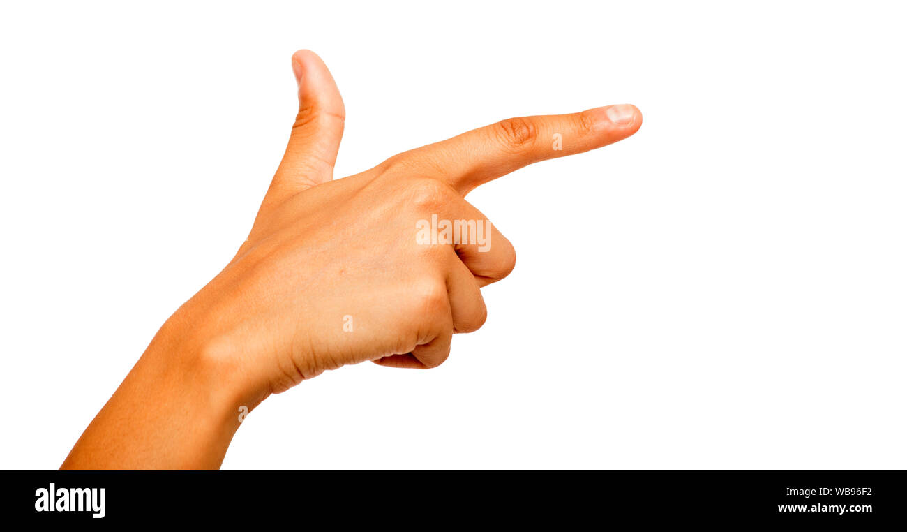Female hand with finger up isolated on white Stock Photo - Alamy