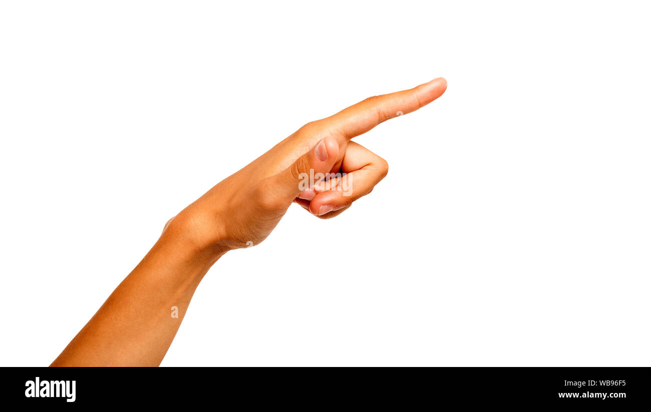 Female hand with finger up isolated on white Stock Photo - Alamy