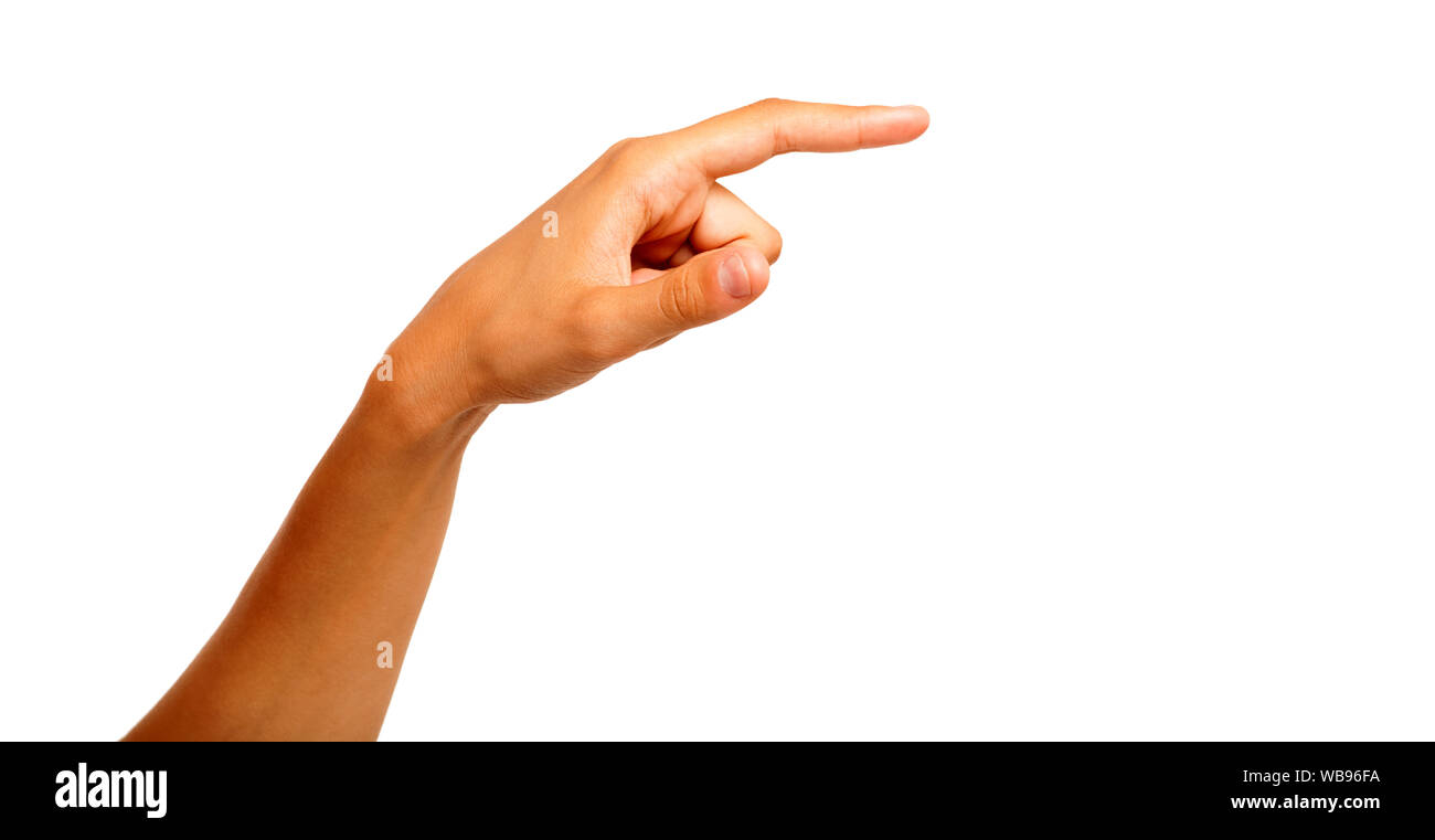 Female hand with finger up isolated on white Stock Photo - Alamy