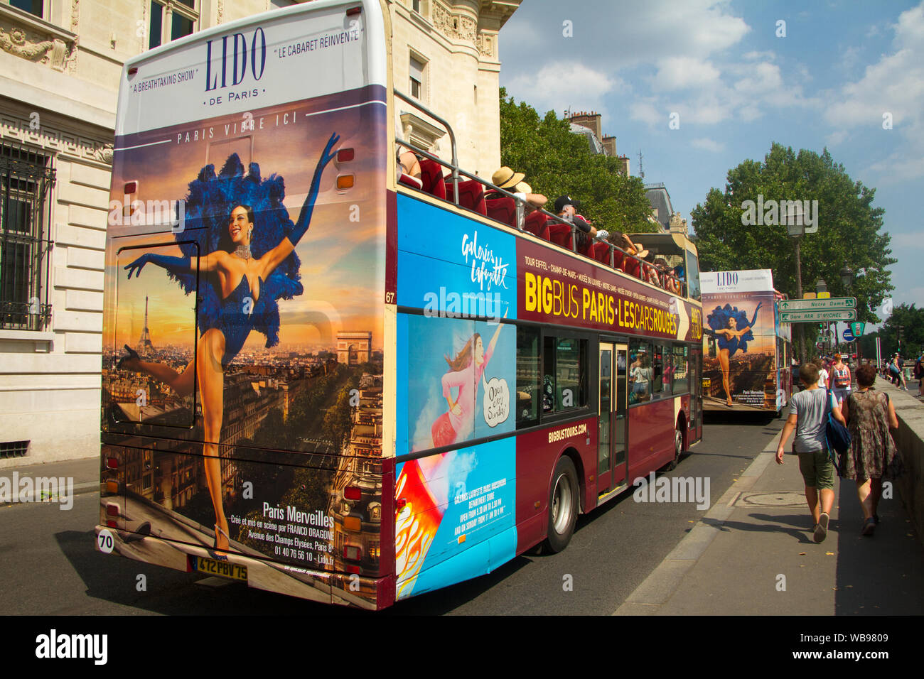 Paris, France - July 7, 2018: Red Double Decker Tourist bus on the ...