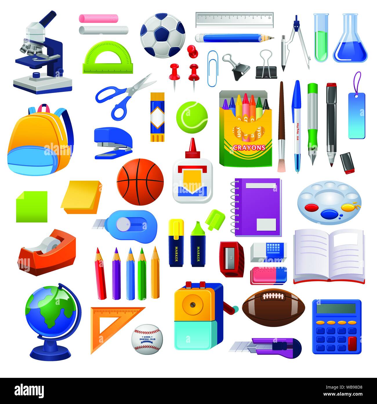 School Stuff Vector Vectors High Resolution Stock Photography and ...