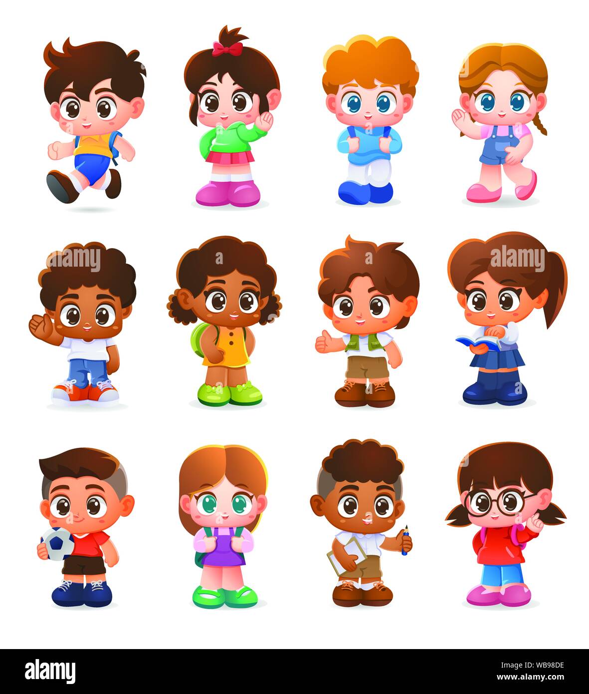 Set of kids, Character design, Cartoon vector illustration Stock Vector ...